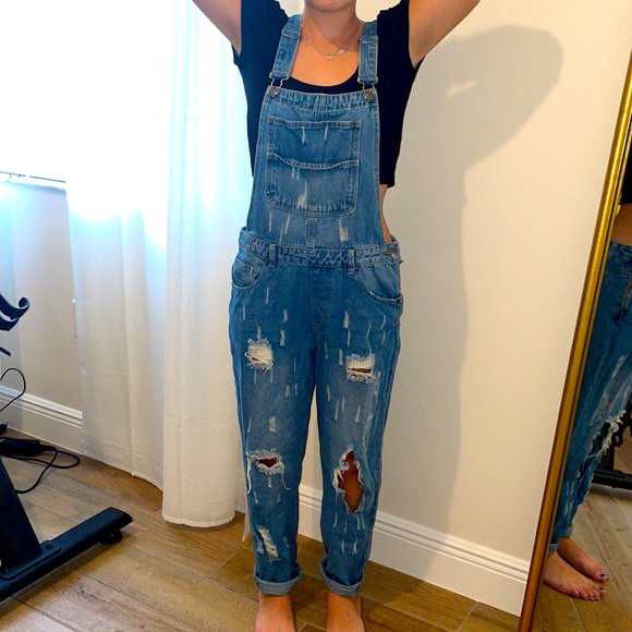 Pants & Jumpsuits | Distressed Long Overalls | Poshmark